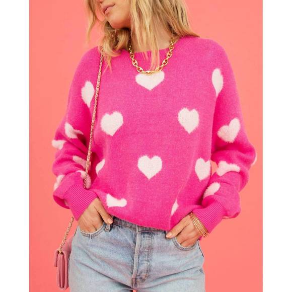 Miss Sparkling | Sweaters | New Miss Sparkling Hot Pink Heart Sweater ...